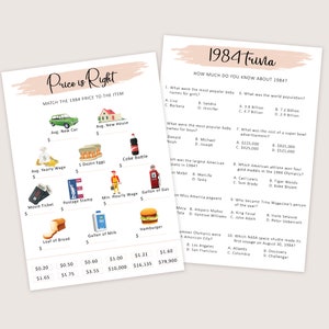 40th Birthday Games Bundle 40th Birthday Party Games 1984 Trivia Born ...
