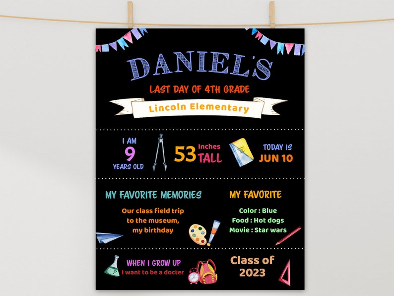 Chalkboard Last Day of School Sign Editable End of School - Etsy