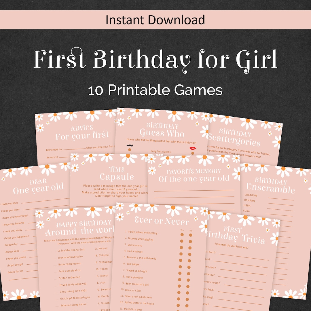 Daisy First Birthday Games Retro Daisy 1st Birthday Games Girl First ...