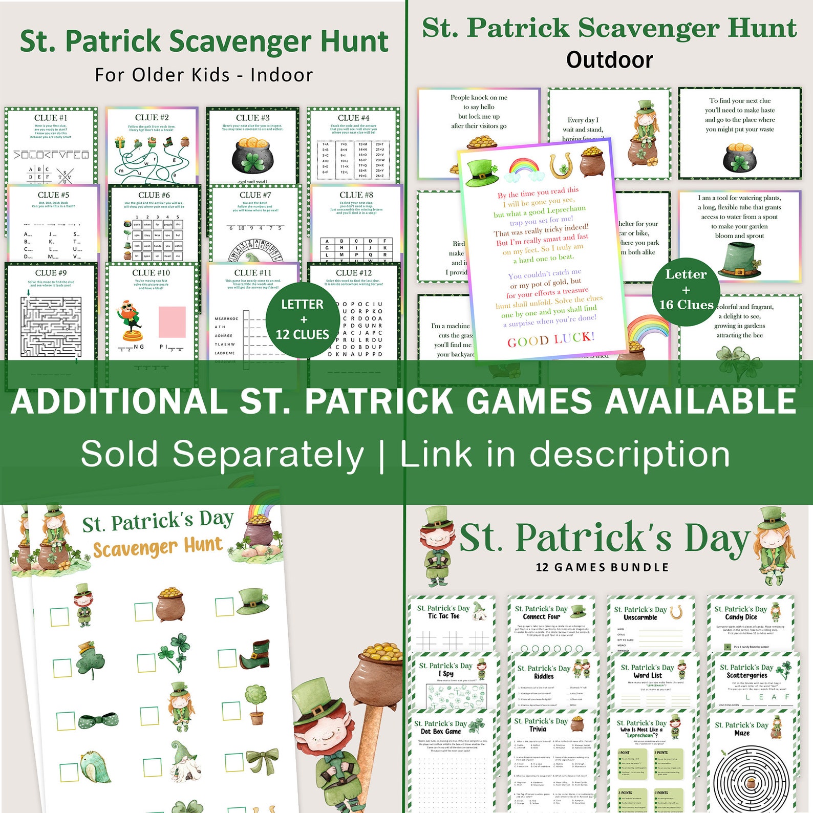 St Patricks Day Scavenger Hunt for Kids Leprechaun Indoor Treasure Hunt ...
