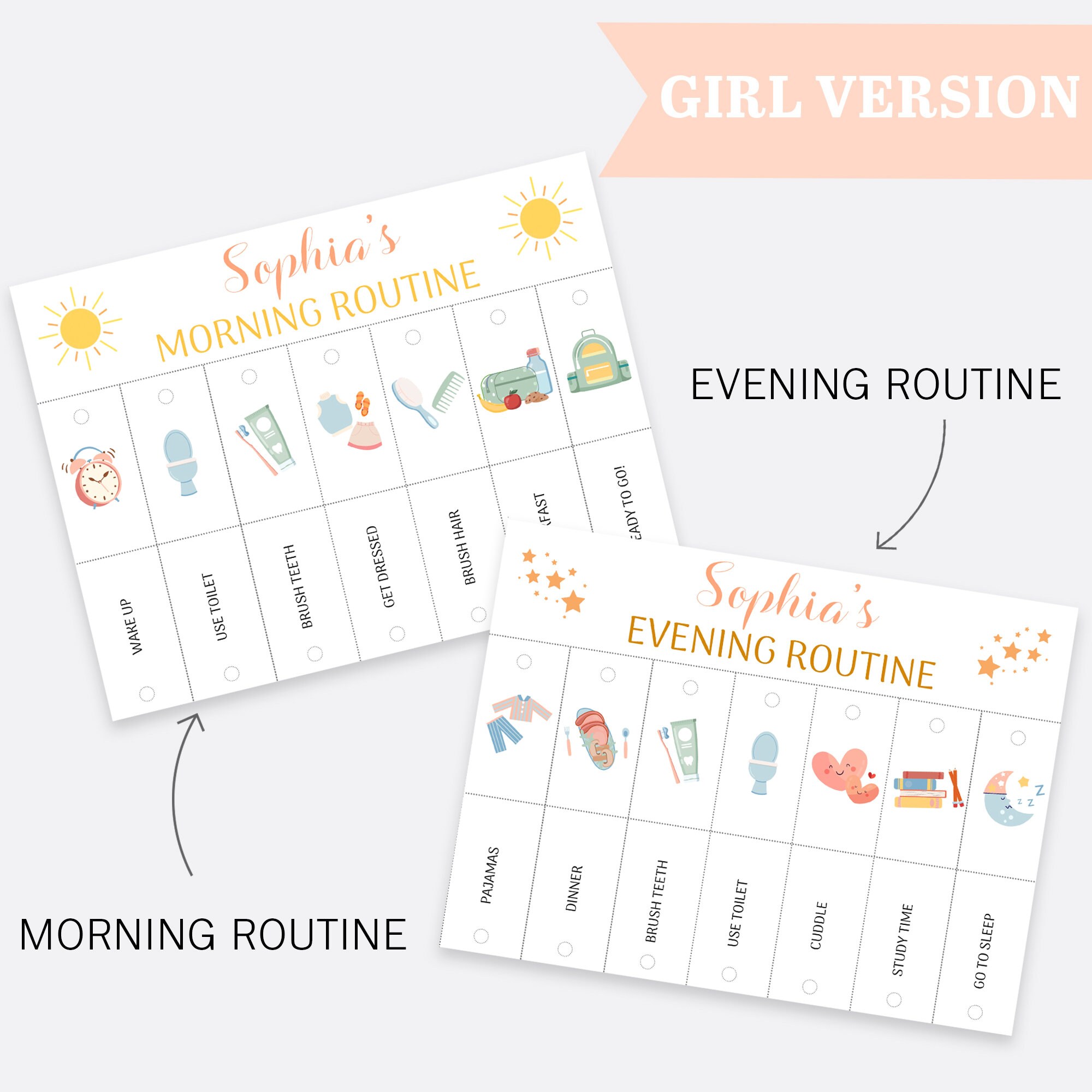 Routine Flip Chart Visual Schedule Morning Evening Kids Daily - Etsy ...