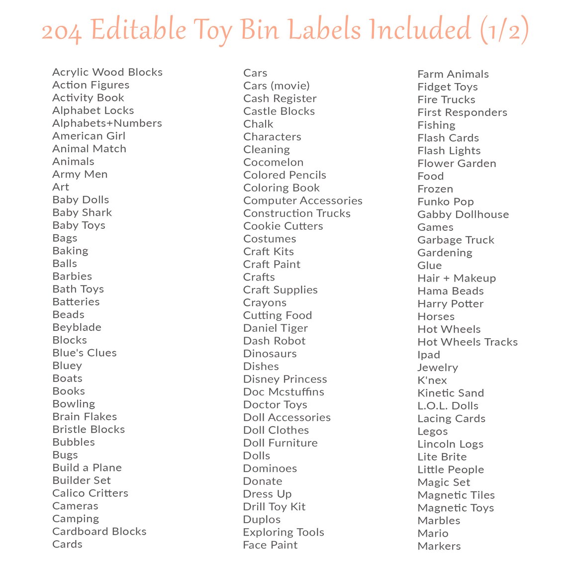 Toy Bin Labels Playroom Label Toy Storage Box Trofast Organization Kids ...