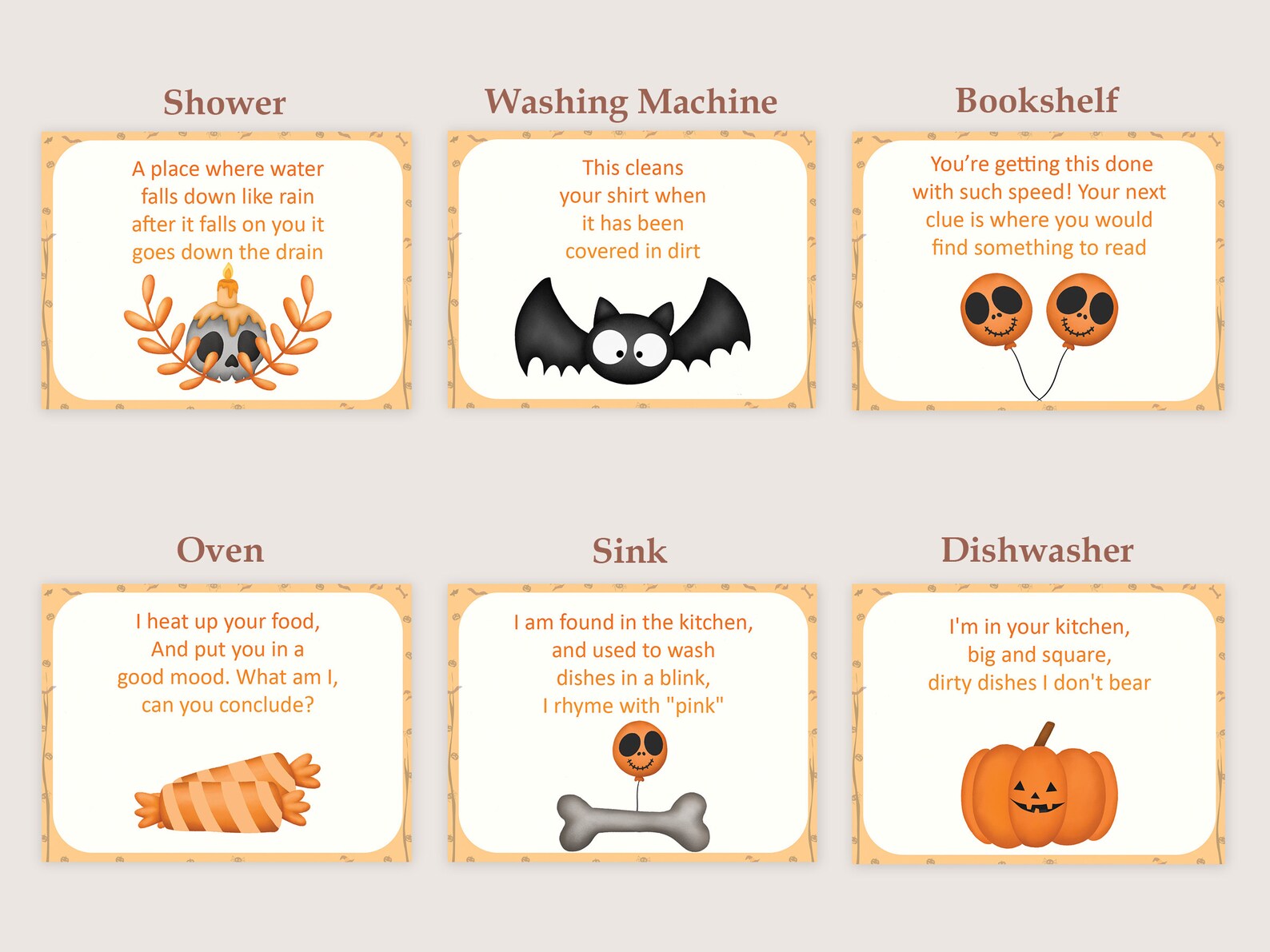 Halloween Scavenger Hunt for Kids Indoor Halloween Treasure Hunt Clues ...