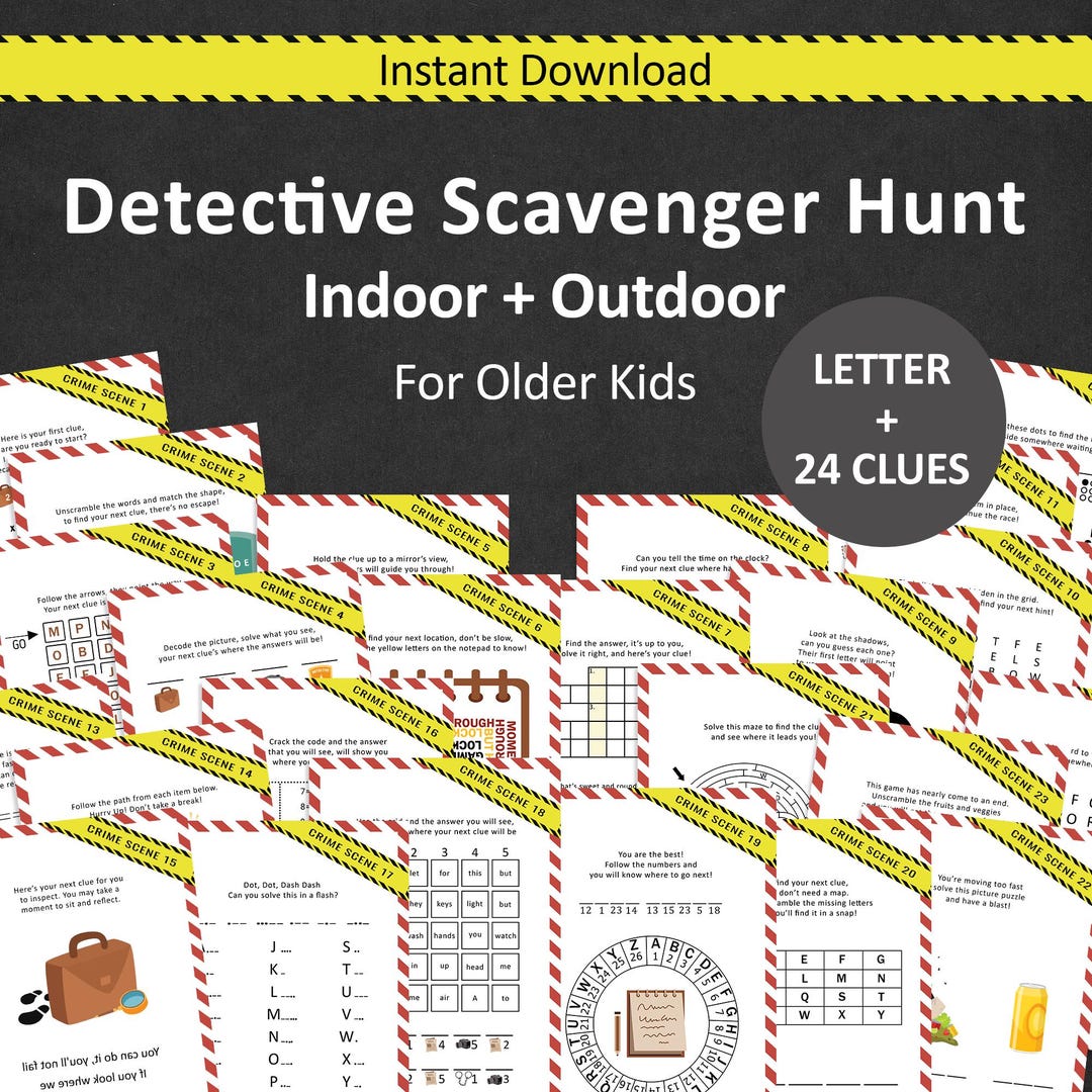 Detective Scavenger Hunt for Older Kids Spy Birthday Treasure Hunt ...