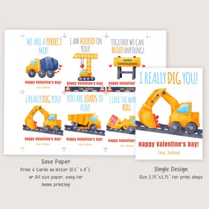 Construction Valentine's Day Cards Dump Truck Kids Valentines Cards ...