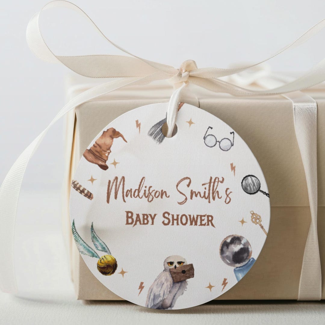 Wizard Thank You Tags Wizard Baby Shower Circle Favor Tags Wizard and ...