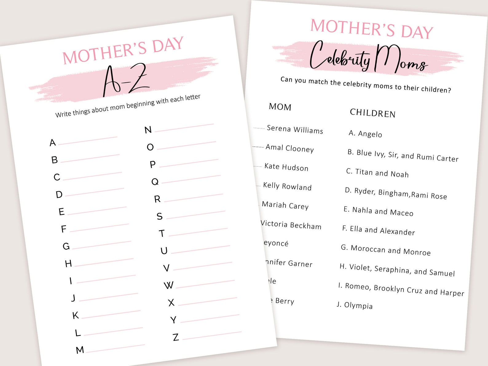 Mothers Day Game Bundle Mothers Day Party Game Mother Day Brunch Ideas ...