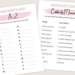 Mothers Day Game Bundle Mothers Day Party Game Mother Day Brunch Ideas ...