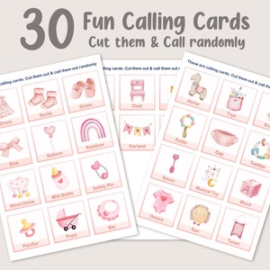 Pink Baby Shower Bingo Game 30 Cards Girl Baby Shower Party Games Baby ...