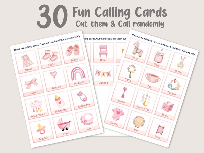 Pink Baby Shower Bingo Game 30 Cards Girl Baby Shower Party - Etsy