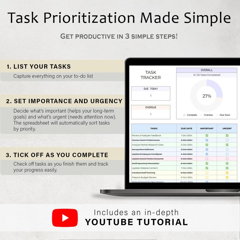 Eisenhower Matrix Task Priority Tracker to Do List Spreadsheet Task Tracker Template ...