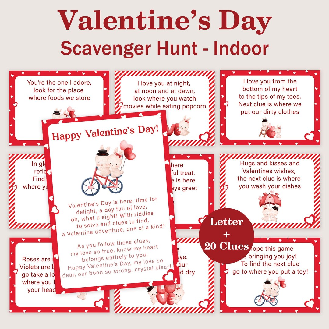 Valentine's Day Scavenger Hunt for Kids Valentine Gift Indoor Hunt ...