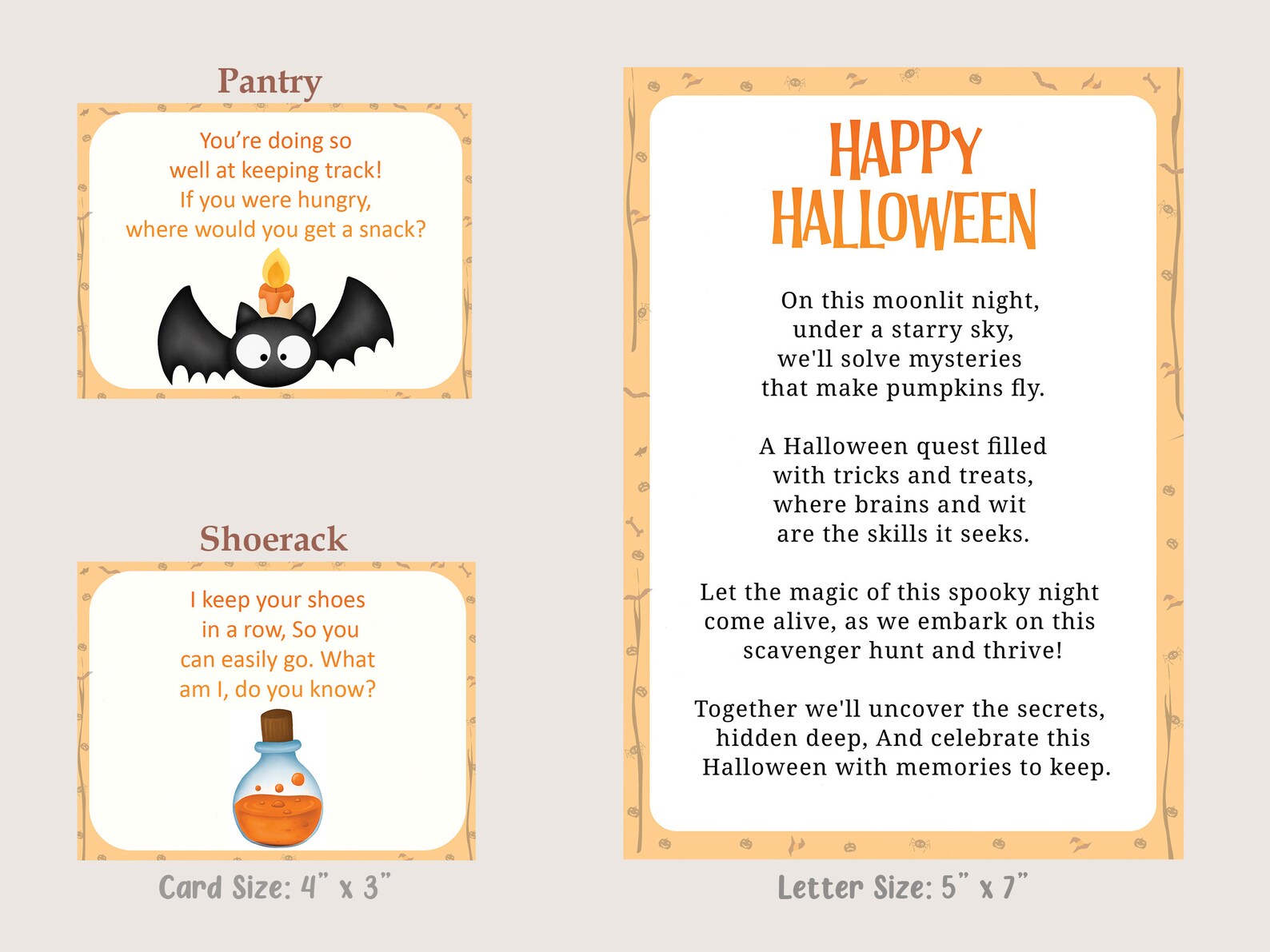 Halloween Scavenger Hunt for Kids Indoor Halloween Treasure Hunt Clues ...