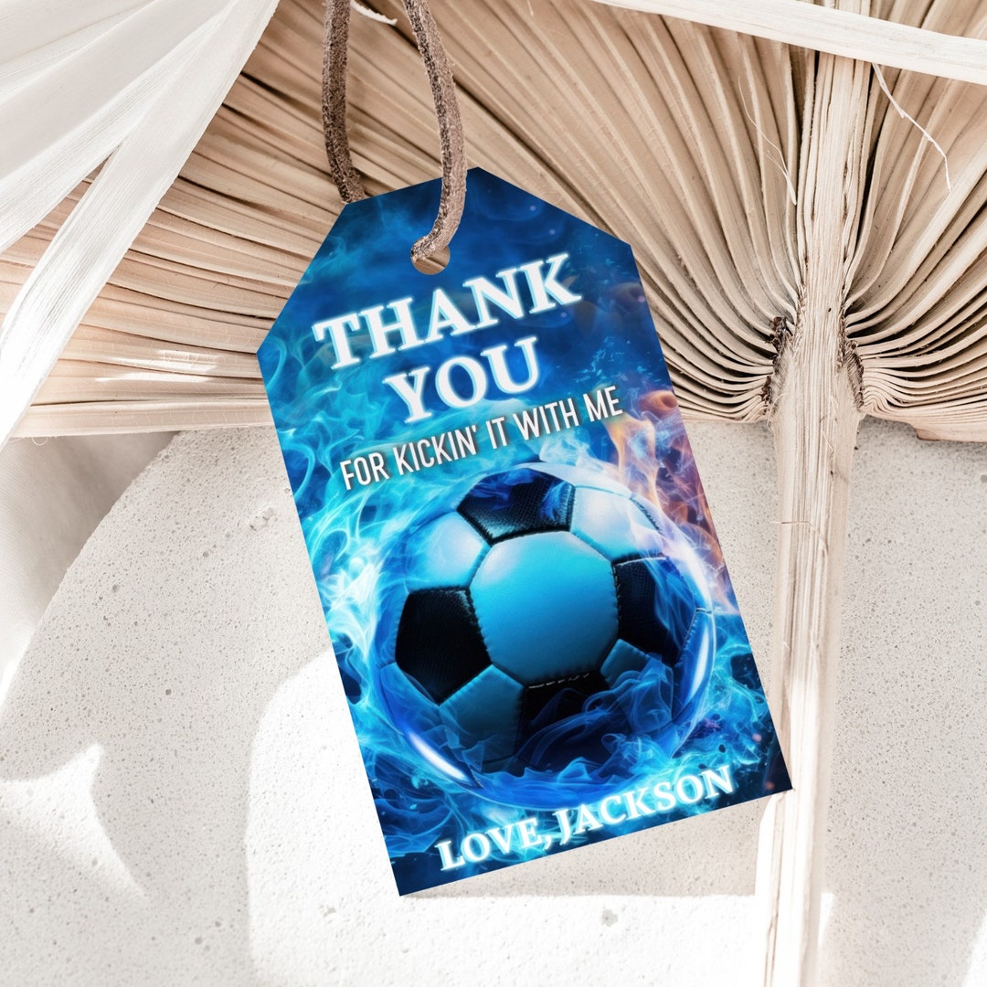Soccer Thank You Tags Football Party Favors Sports Favor Tags Gift ...
