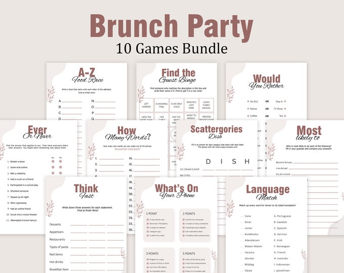 Brunch Party Games, Brunch Games, Bridal Shower Games, Hens Party ...