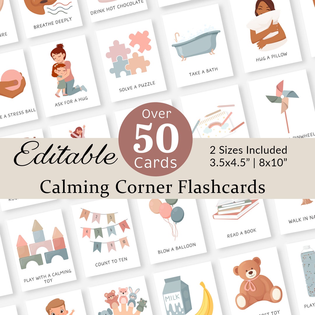 Calming Corner Flashcards Calm Down Strategies Flash Cards Techniques ...