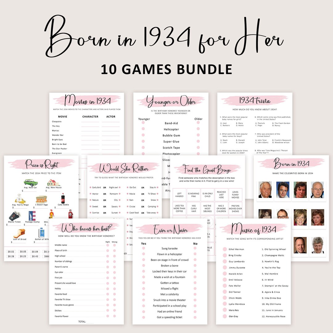 90th Birthday Games for Women 90th Birthday Party Games for Her Born in ...