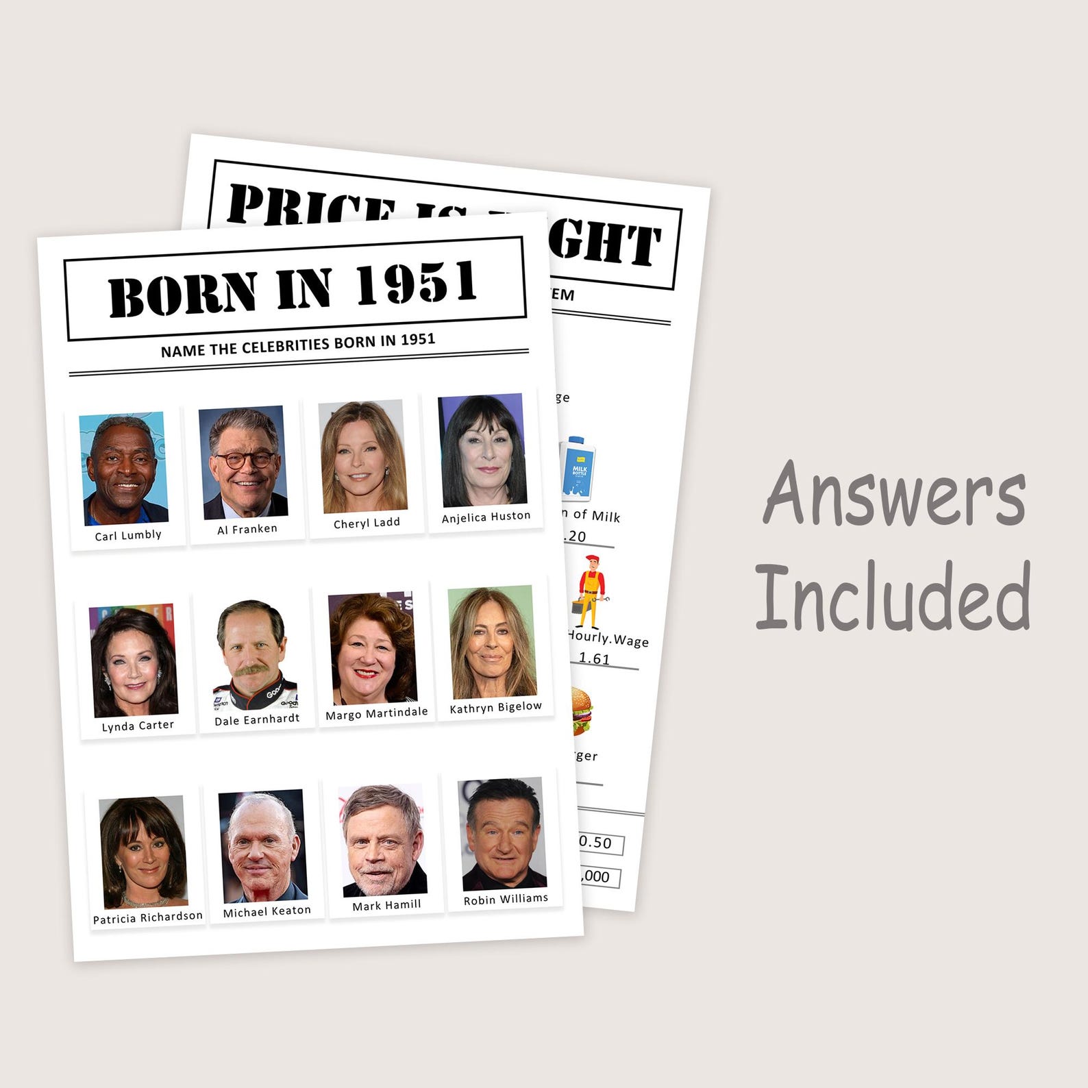 75th Birthday Games Bundle 75th Birthday Party Games 1951 Trivia Born ...