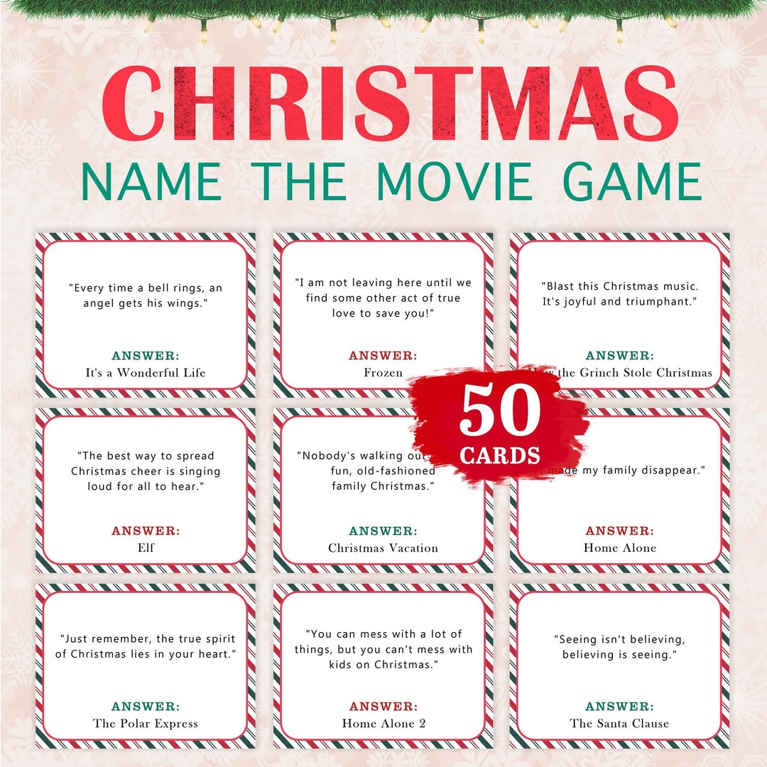 Christmas Name the Movie Game Christmas Party Game Guess the Movie Quiz ...