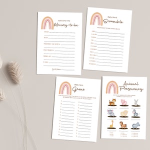 Rainbow Baby Shower Games Bundle Boho Baby Shower Party Pastel Rainbow ...