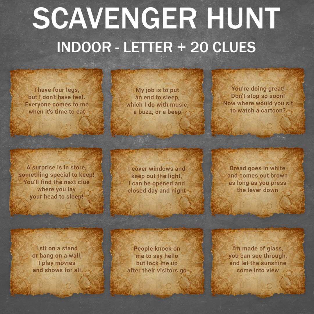 Scavenger Hunt for Kids Indoor Birthday Treasure Hunt Clues - Etsy Canada