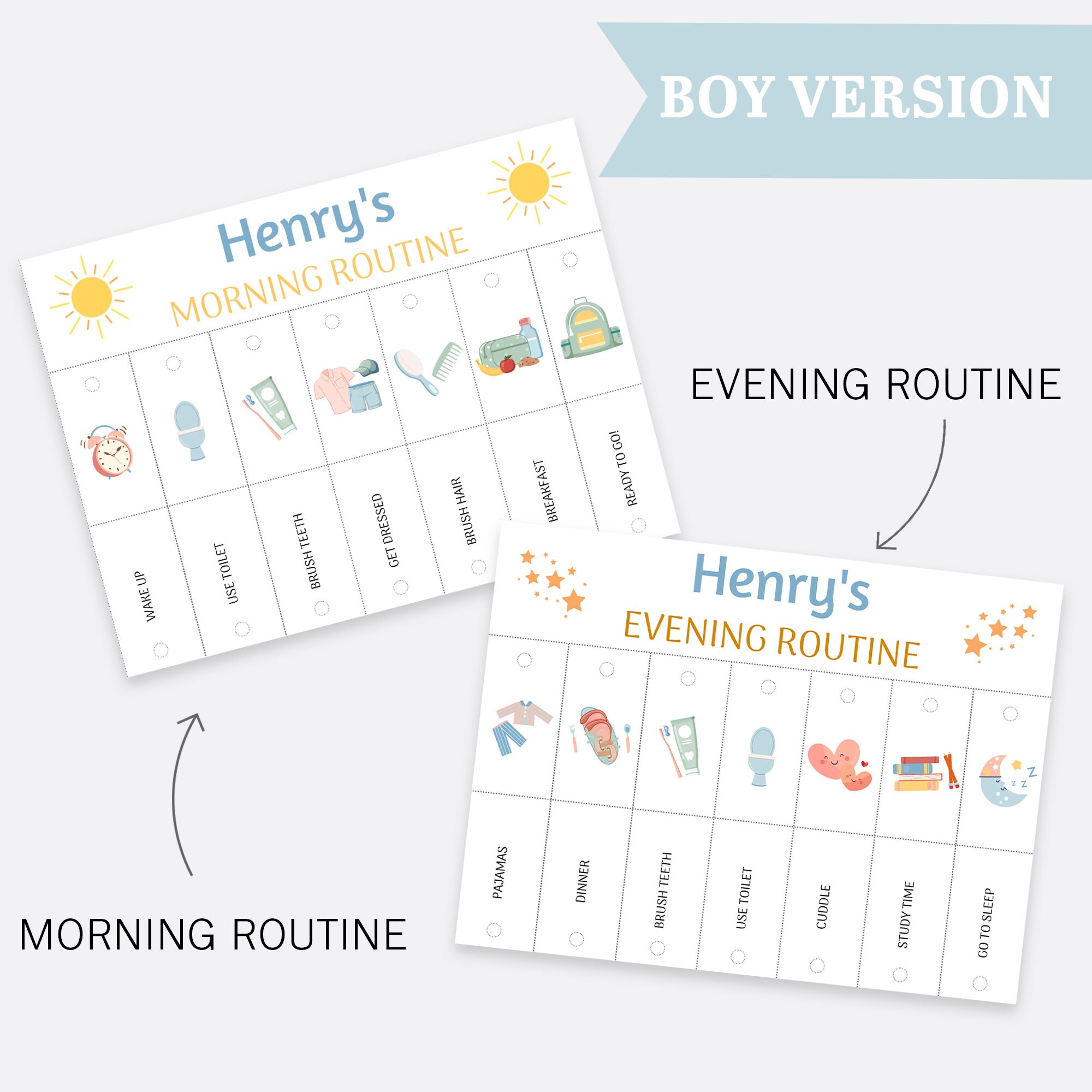 Routine Flip Chart Visual Schedule Morning Evening Kids Daily - Etsy ...