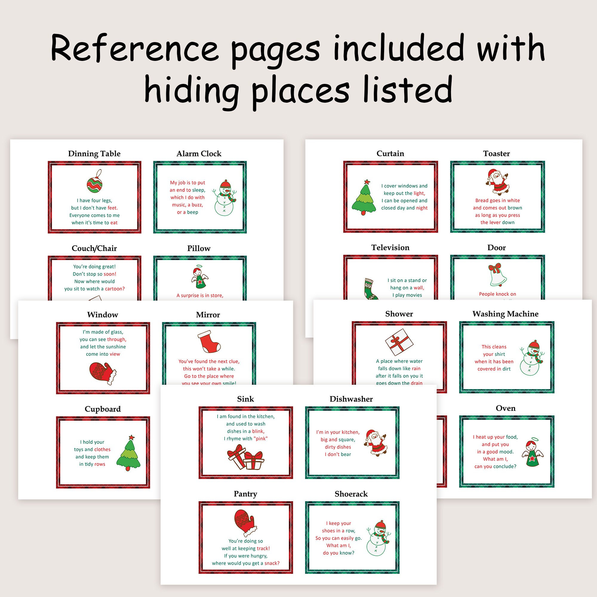 Christmas Scavenger Hunt for Kids Holiday Indoor Treasure Hunt Clues ...