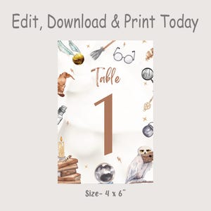 Wizard Table Number Wizard Baby Shower Table Sign Wizard and Witches ...