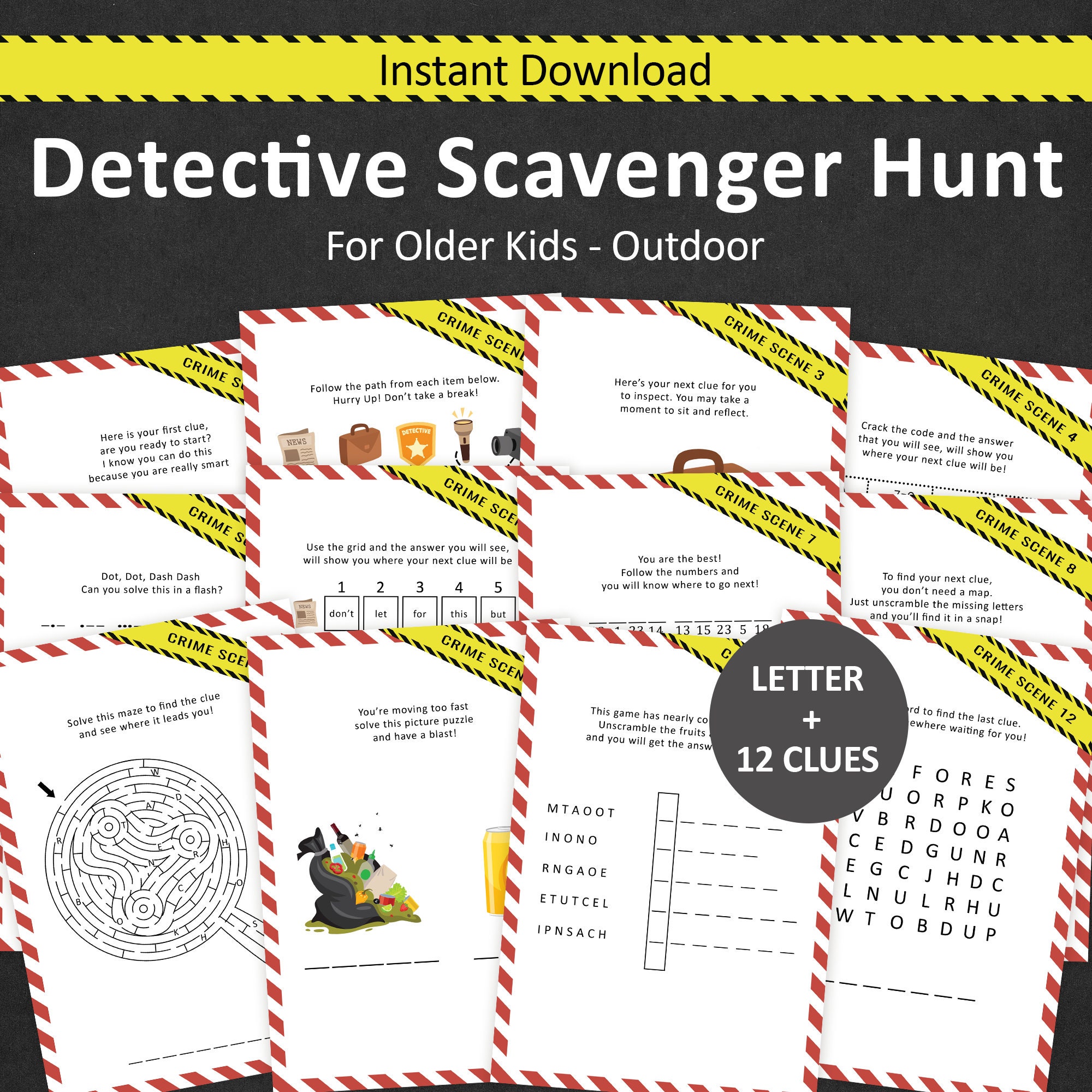 Detective Scavenger Hunt for Older Kids Spy Birthday Treasure Hunt ...