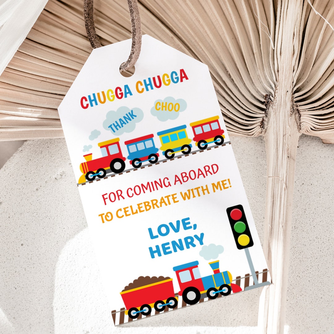 Train Thank You Tags Choo Choo Party Favors Chugga Two Two Favor Tags ...