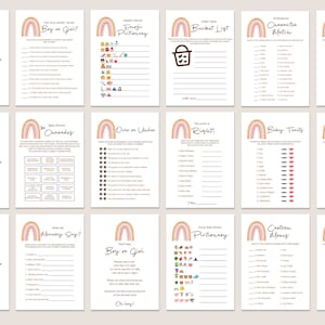 Rainbow Baby Shower Games Bundle Boho Baby Shower Party Pastel Rainbow ...