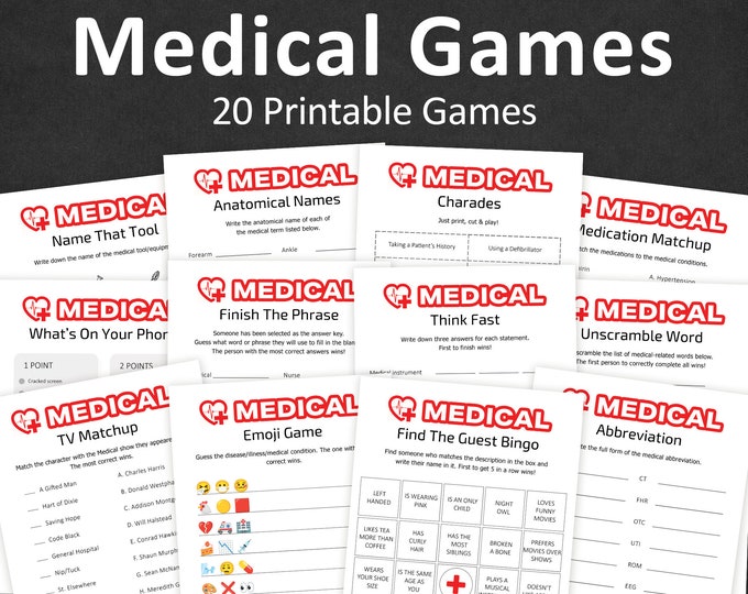 Medical Categories Word Game | PRINTABLE Medical Game | Doctor Nurse ...