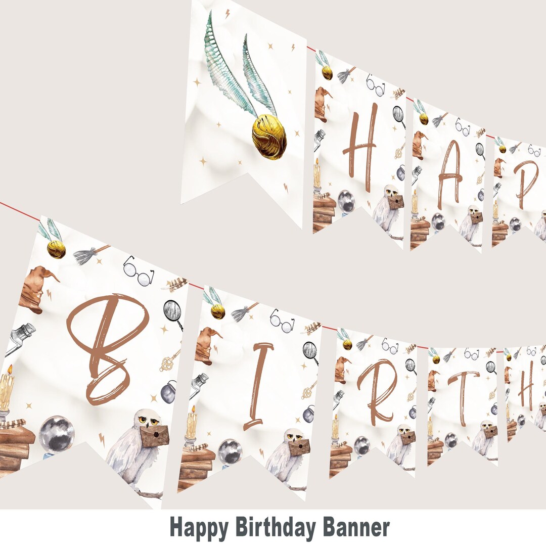 Wizard Birthday Banner Wizard Decoration Wizard and Witches Bunting ...