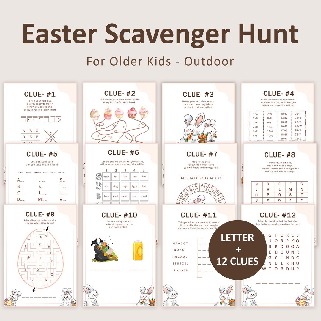 Easter Treasure Hunt for Older Kids Easter Bunny Scavenger Hunt Outdoor ...