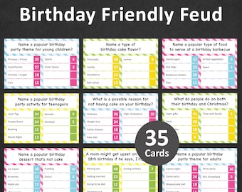 Birthday Friendly Feud Quiz Birthday Family Feud Game Birthday Party ...