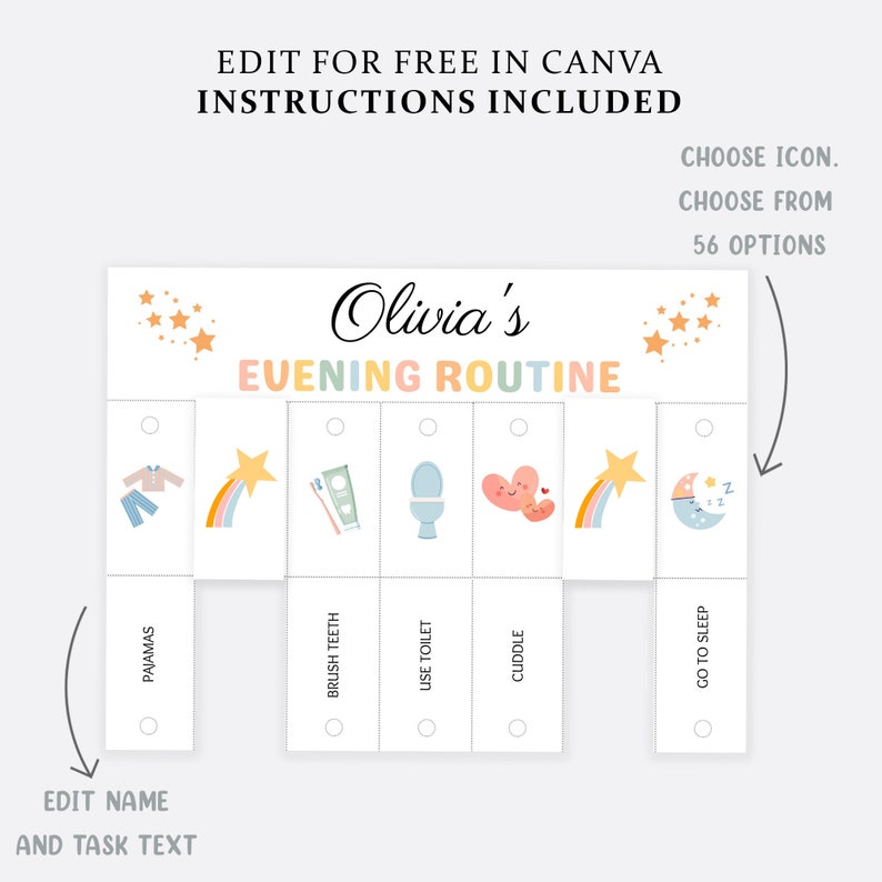 Routine Flip Chart Toddler Routine Chart Morning Evening Visual ...