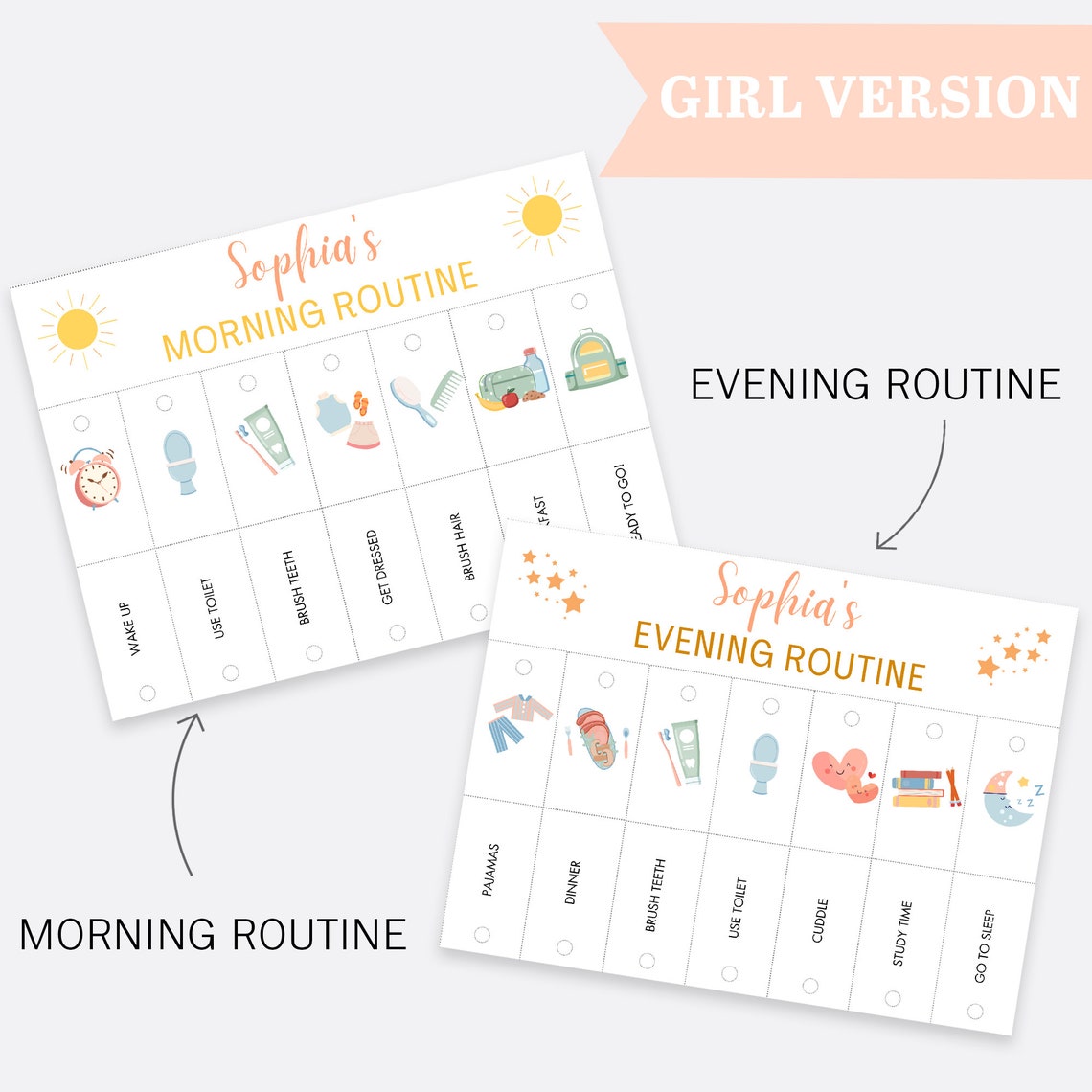 Routine Flip Chart Toddler Morning Evening Bedtime Visual Schedule Kids ...