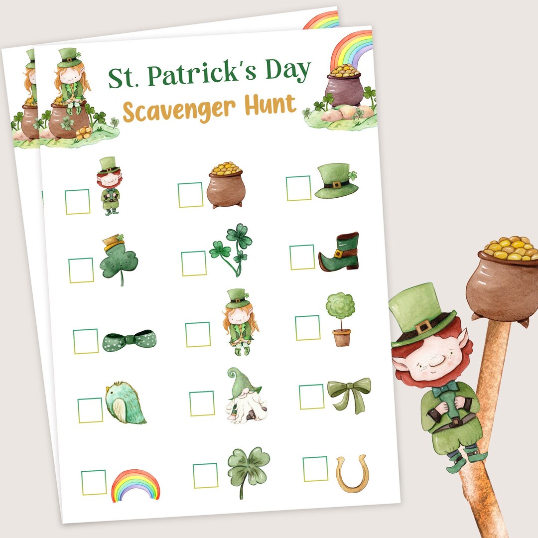 St Patrick's Day Scavenger Hunt for Little Kids Leprechaun Treasure ...