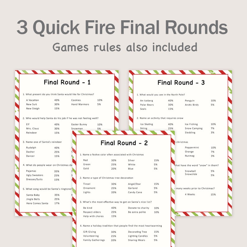 Christmas Friendly Feud Game Christmas Family Feud Quiz - Etsy