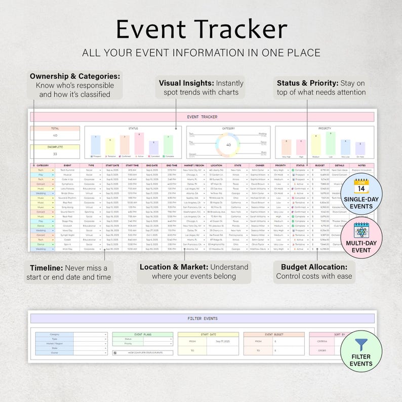 Events Schedule Events Calendar Template Multi-day Event Scheduler ...