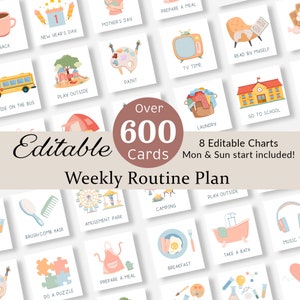 Weekly Calendar Toddler Weekly Planner Kids Routine Chart Cards Visual ...