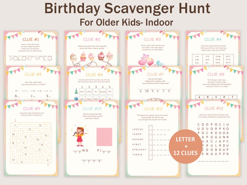 Birthday Scavenger Hunt for Older Kids Birthday Scavenger Hunt - Etsy