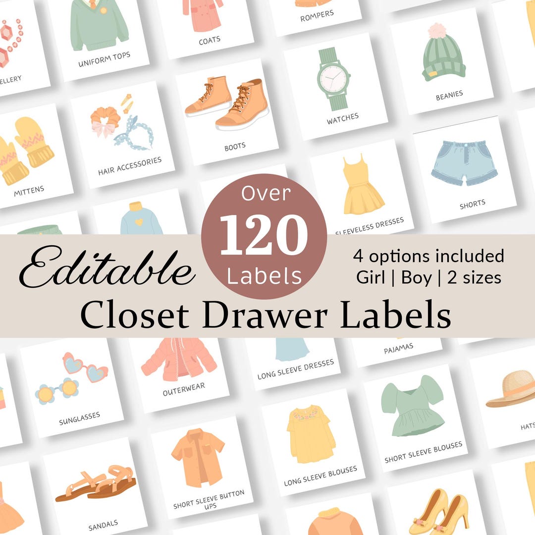 Kids Dresser Labels Closet Labels Clothing Drawer Wardrobe Stickers ...