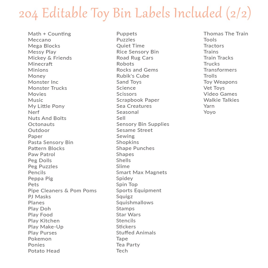 Toy Bin Labels Playroom Label Toy Storage Box Trofast Organization Kids ...