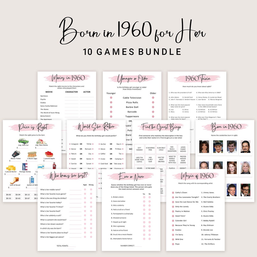 65th Birthday Games for Women 65th Birthday Party Games for Her Born in ...