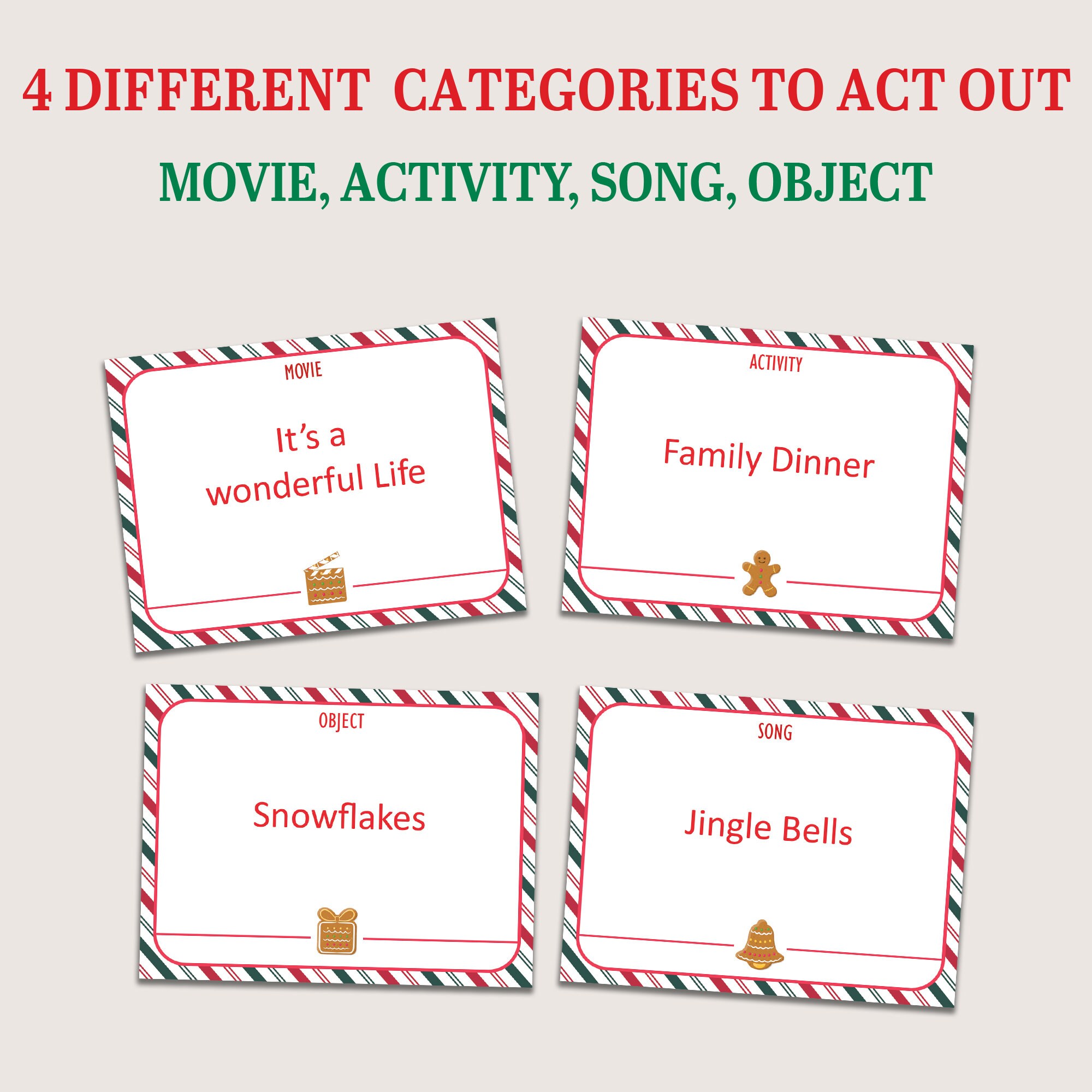 Christmas Charades Game Christmas Party Games Holiday Charades Cards ...