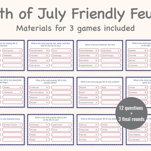 4th July Friendly Feud Quiz Independence Day Family Feud Game Fourth of ...