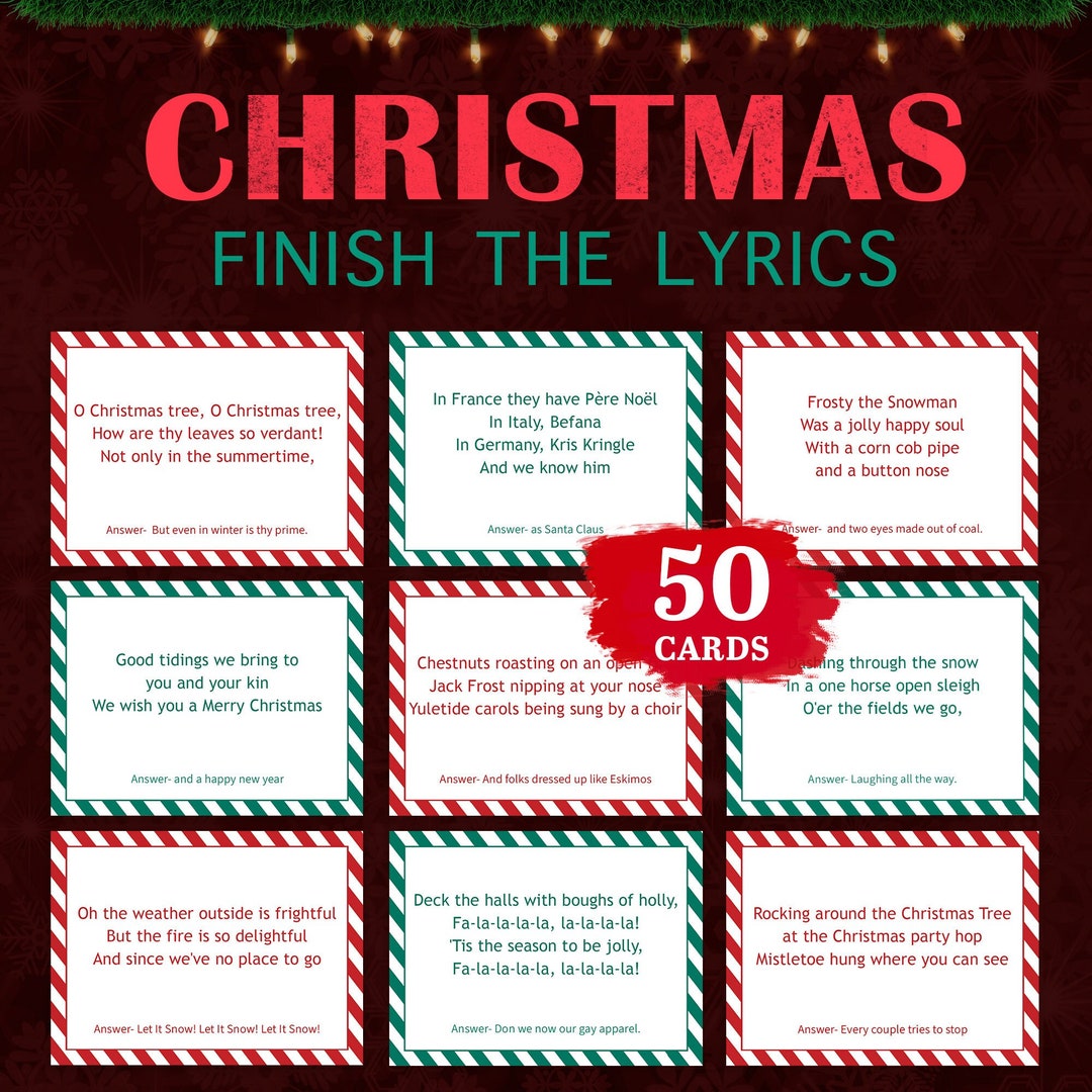Christmas Carol Finish the Lyric Game Christmas Games Xmas Holiday ...