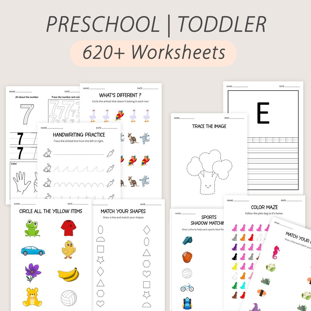 Preschool Worksheets Toddler Workbook Pre-k Curriculum Activity Prek ...