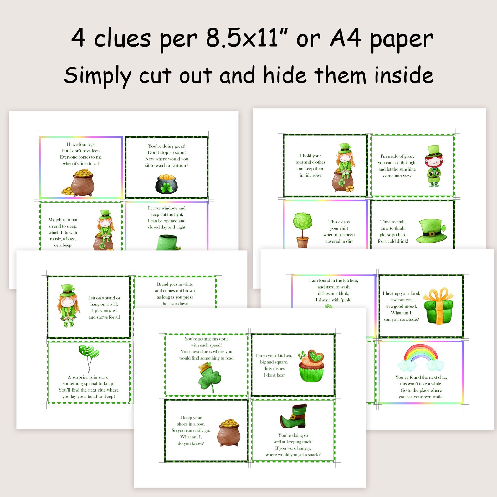 St Patricks Day Scavenger Hunt for Kids Leprechaun Indoor Treasure Hunt ...